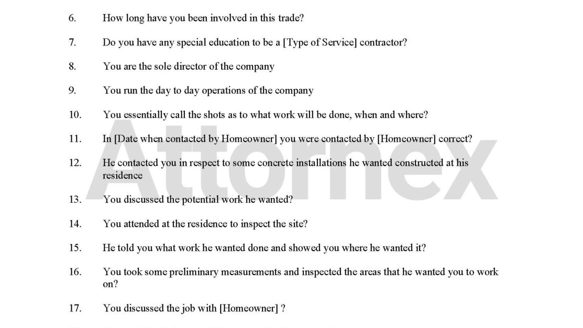Cross Examination Questions For Contractor Home Renovation Property
