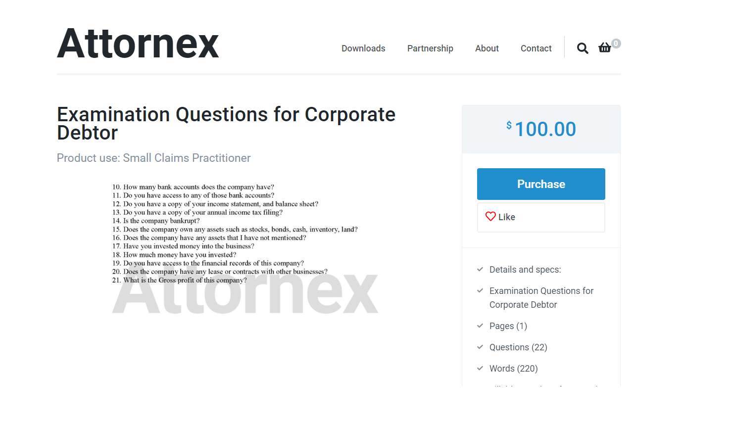 Examination Questions for Corporate Debtor - Attornex