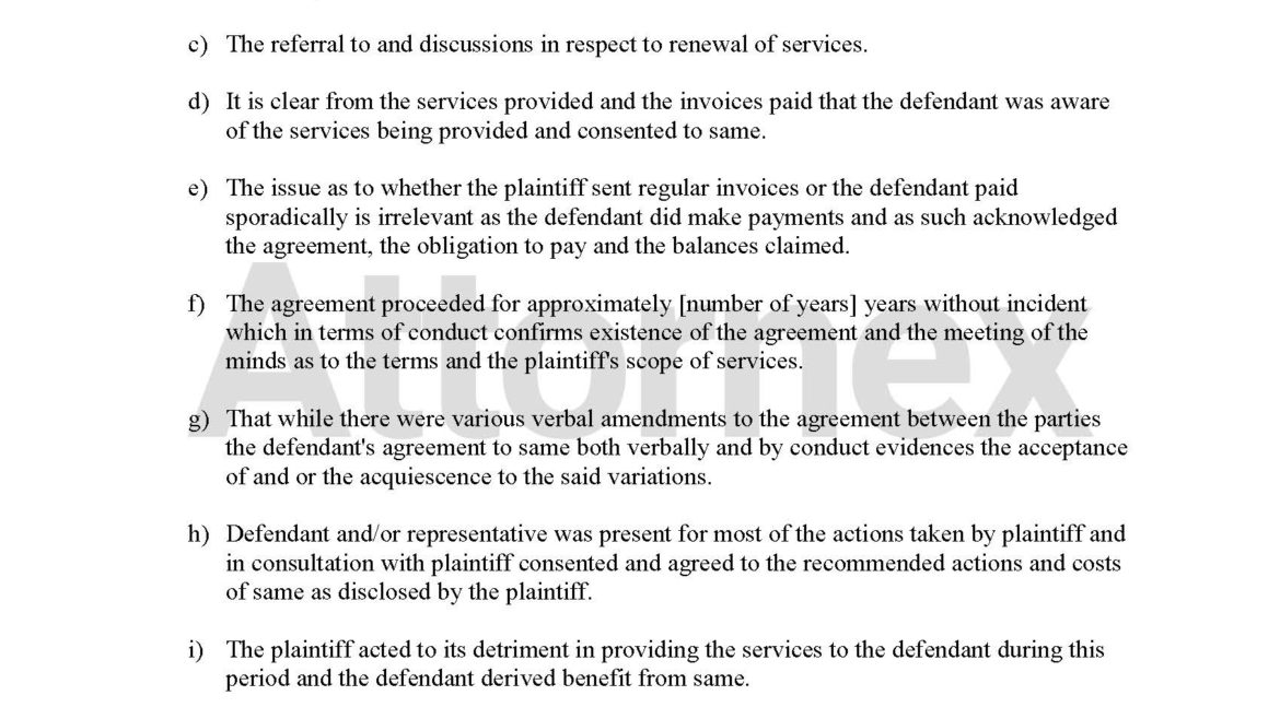 Settlement Conference Memorandum for Unpaid Invoice - Attornex