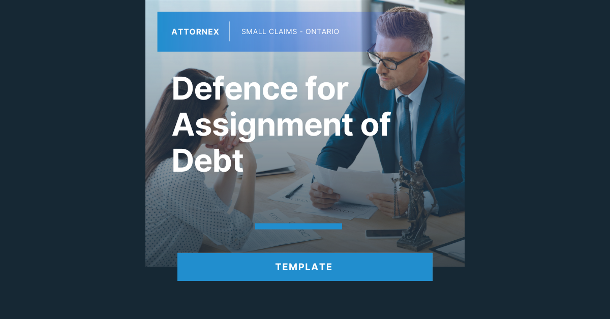 Statement of Defence for Assignment of Debt - Template