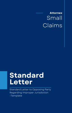 Standard Letter to Opposing Party Regarding Improper Jurisdiction ...
